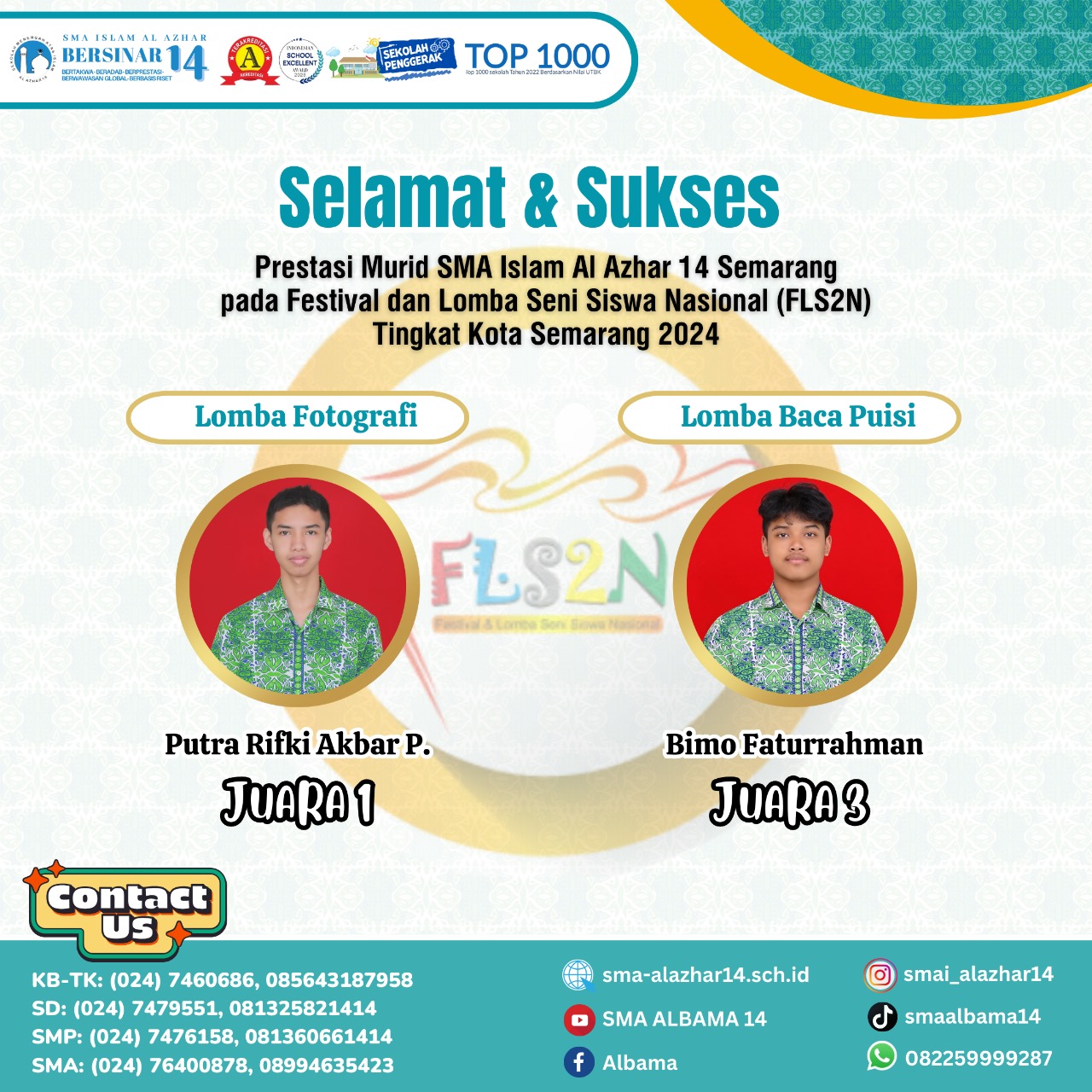 Ananda Putra dan Bimo Meraih Juara 1 dan 3 FLS2N Tingkat Kota Semarang ...
